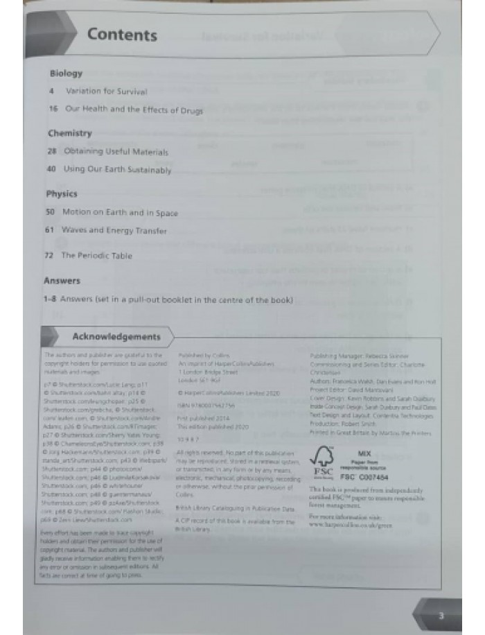 COLLINS KS3 REVISION - KS3 SCIENCE YEAR 9 WORKBOOK (ISBN: 9780007562756 ...