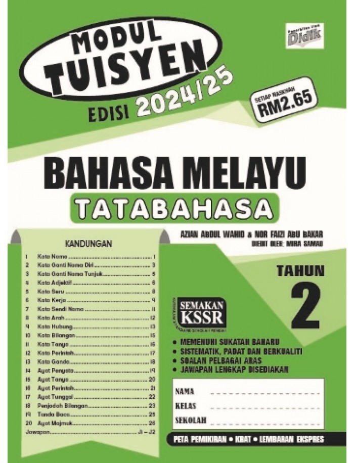 BUKU LATIHAN / KERJA MODUL TUISYEN BAHASA MELAYU TAHUN 2 TATABAHASA BUKU LATIHAN / KERJA MODUL TUISYEN BAHASA MELAYU TAHUN 2 TATABAHASA