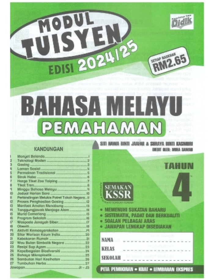MODUL TUISYEN BAHASA MELAYU PEMAHAMAN EDISI 2024/2025 TAHUN 4 MODUL TUISYEN BAHASA MELAYU PEMAHAMAN EDISI 2024/2025 TAHUN 4